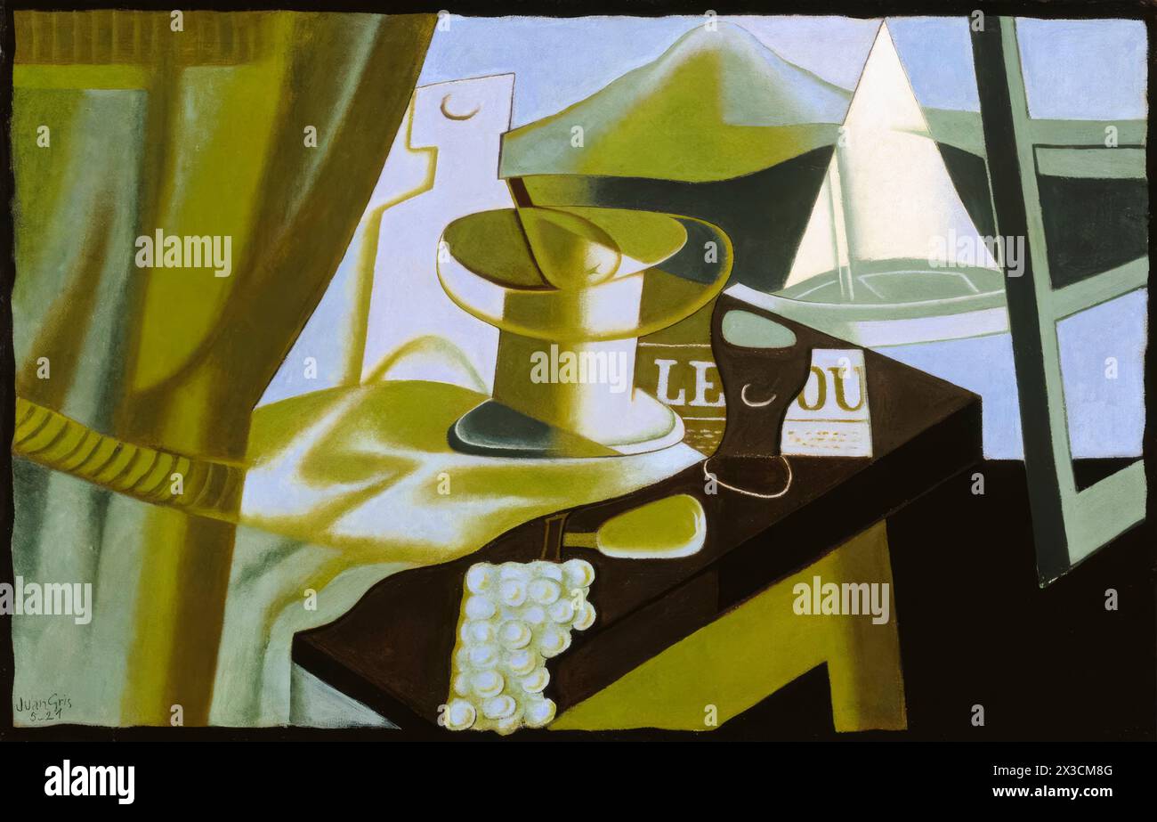 Juan Gris, Overlooking the Bay, abstract painting in oil on canvas ...