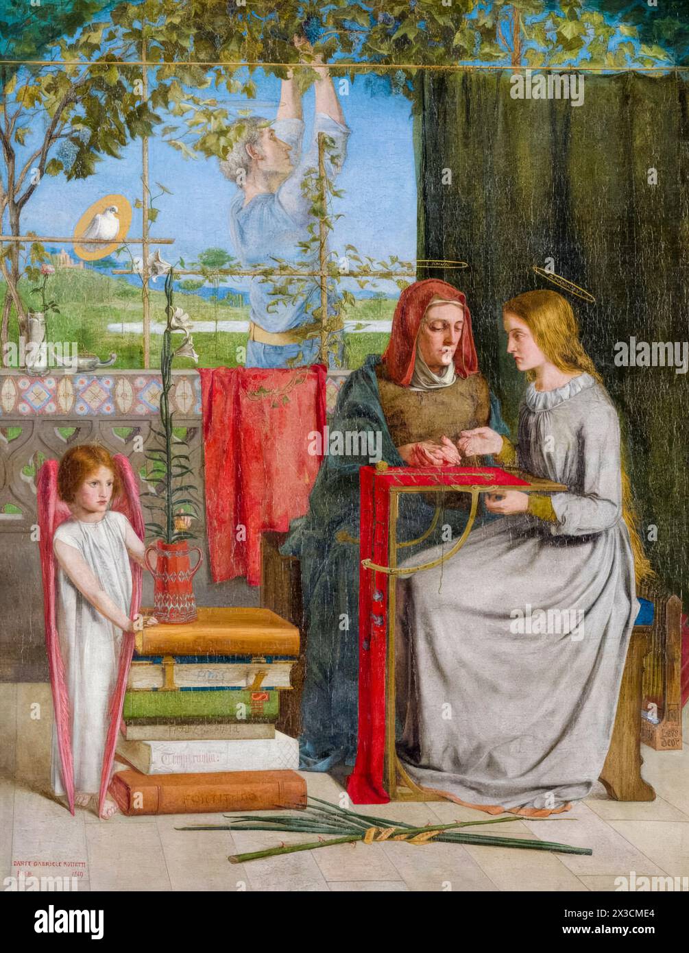 Dante Gabriel Rossetti, The Girlhood of Mary Virgin, painting in oil on ...