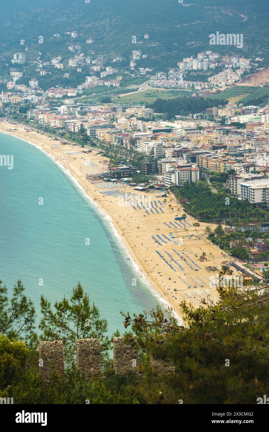 View of Cleopatra beach in Alanya, one of the touristic districts of ...