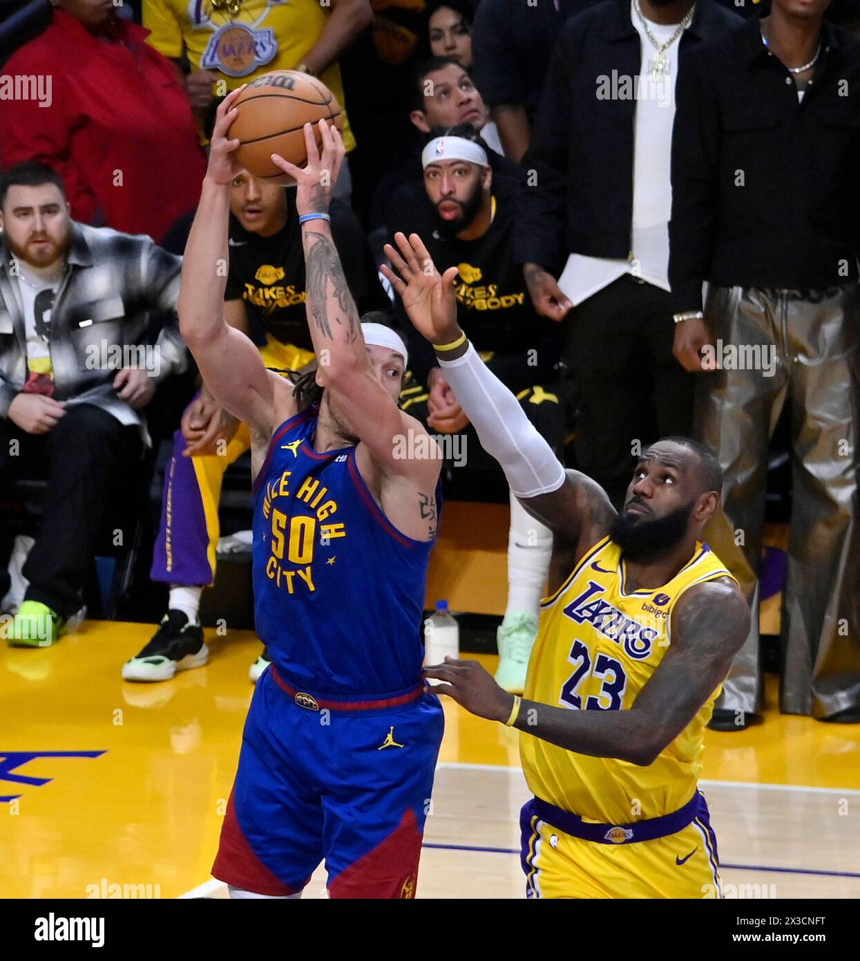 Los Angeles, Unite States. 25th Apr, 2024. Denver Nuggets forward Aaron ...