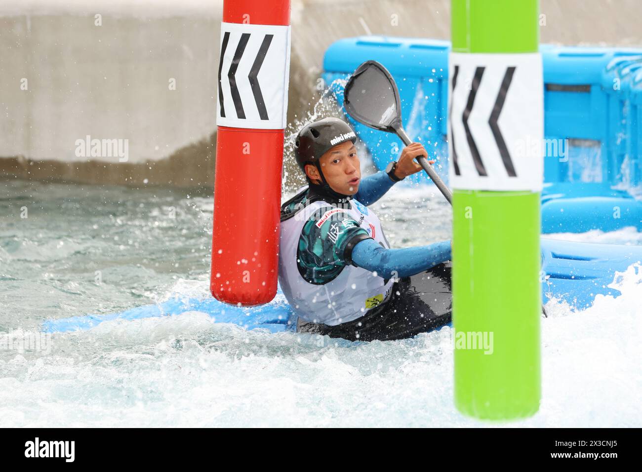 Kasai Canoe Slalom Centre, Tokyo, Japan. 26th Apr, 2024. Yuki Tanaka ...