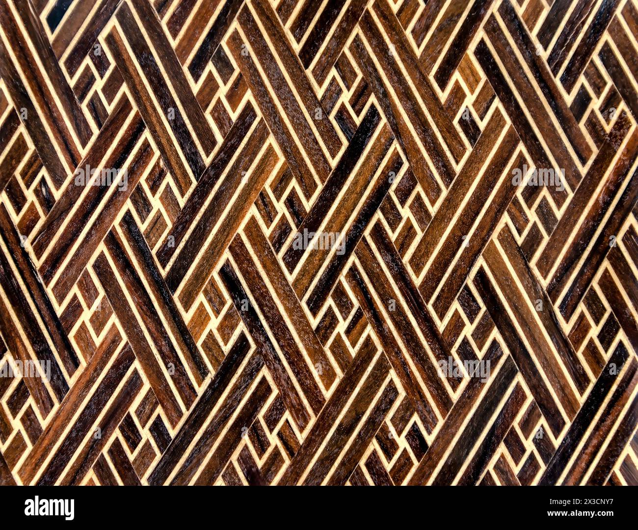 Closeup of traditional Japanese Yosegi-zaiku wooden inlaid work pattern ...