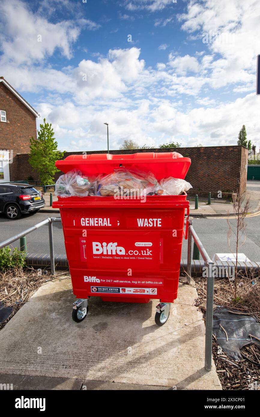 A Biffa red waste bin at Slade Green, Kent, UK.Biffa Limited is a waste ...