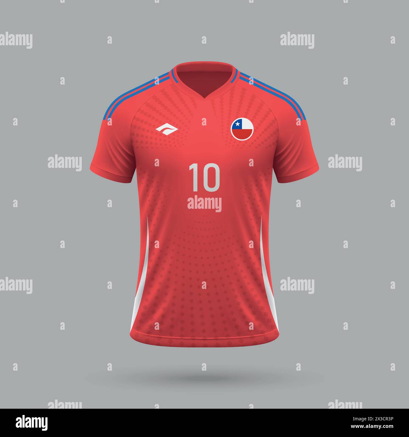 3d realistic soccer jersey Chile national team, shirt template for ...