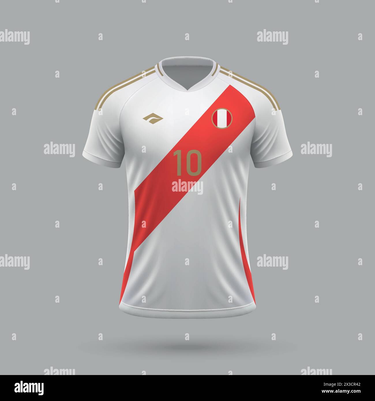 3d realistic soccer jersey Peru national team, shirt template for ...