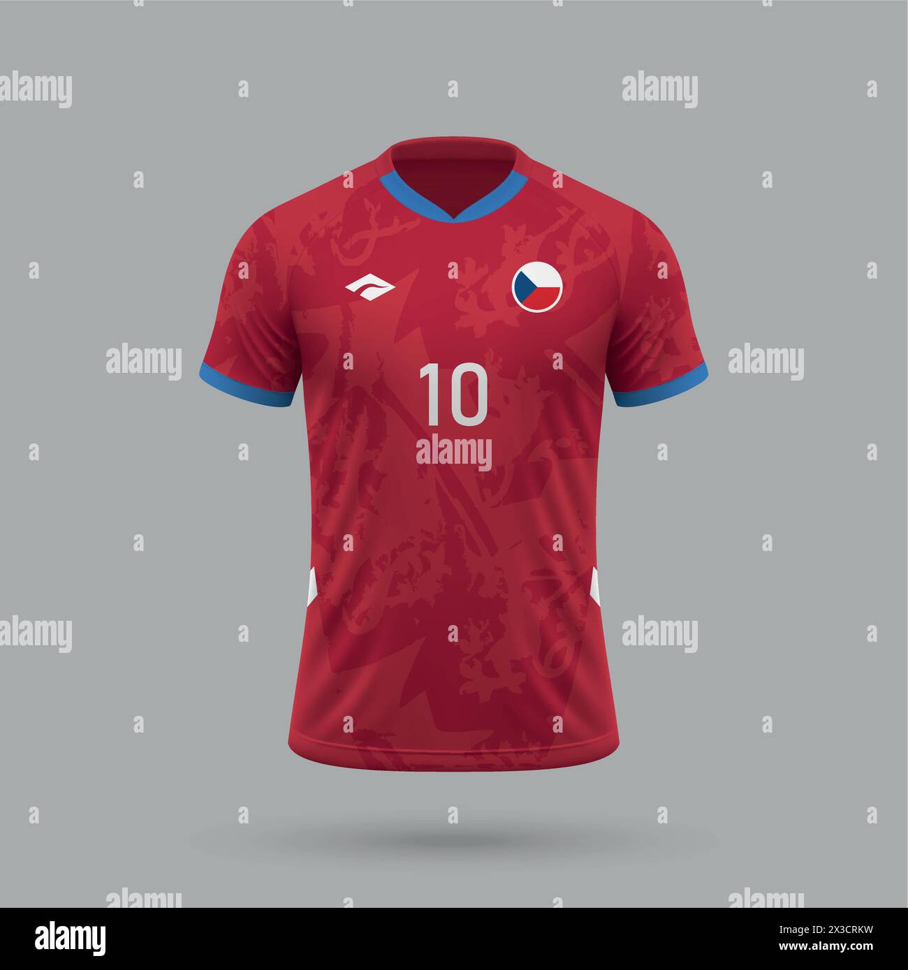 3d realistic soccer jersey Czech Republic national team, shirt template ...