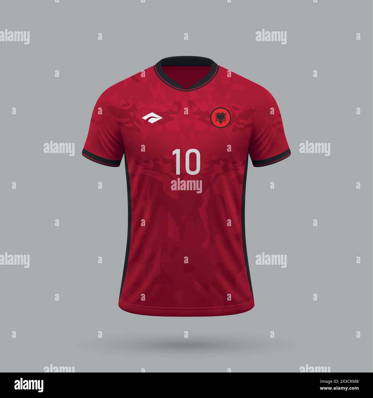 3d realistic soccer jersey Albania national team, shirt template for ...