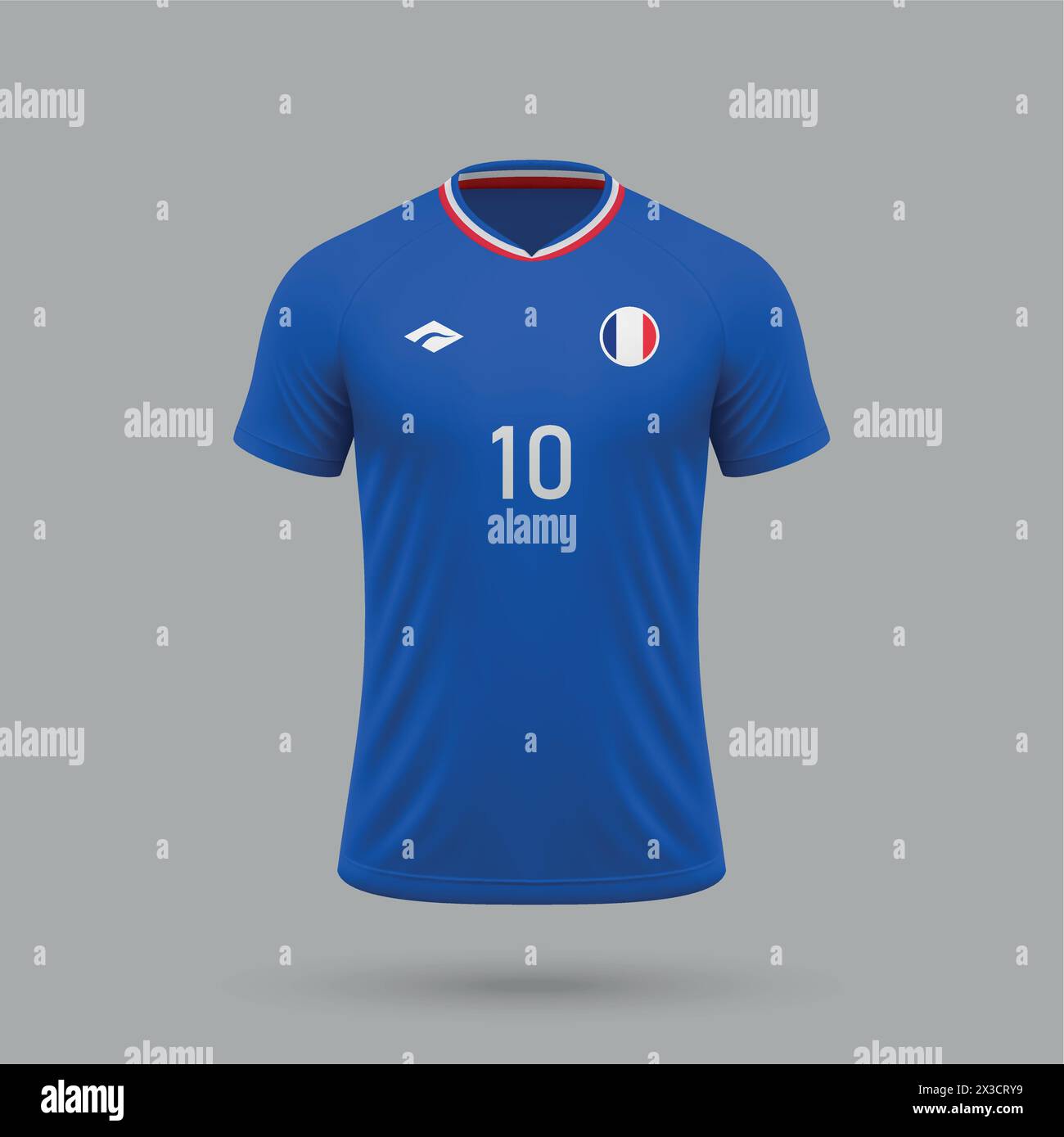 3d realistic soccer jersey France national team, shirt template for ...