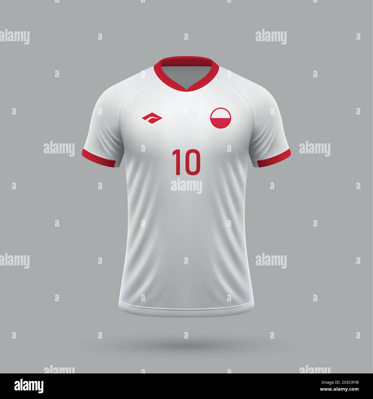 3d realistic soccer jersey Poland national team, shirt template for ...