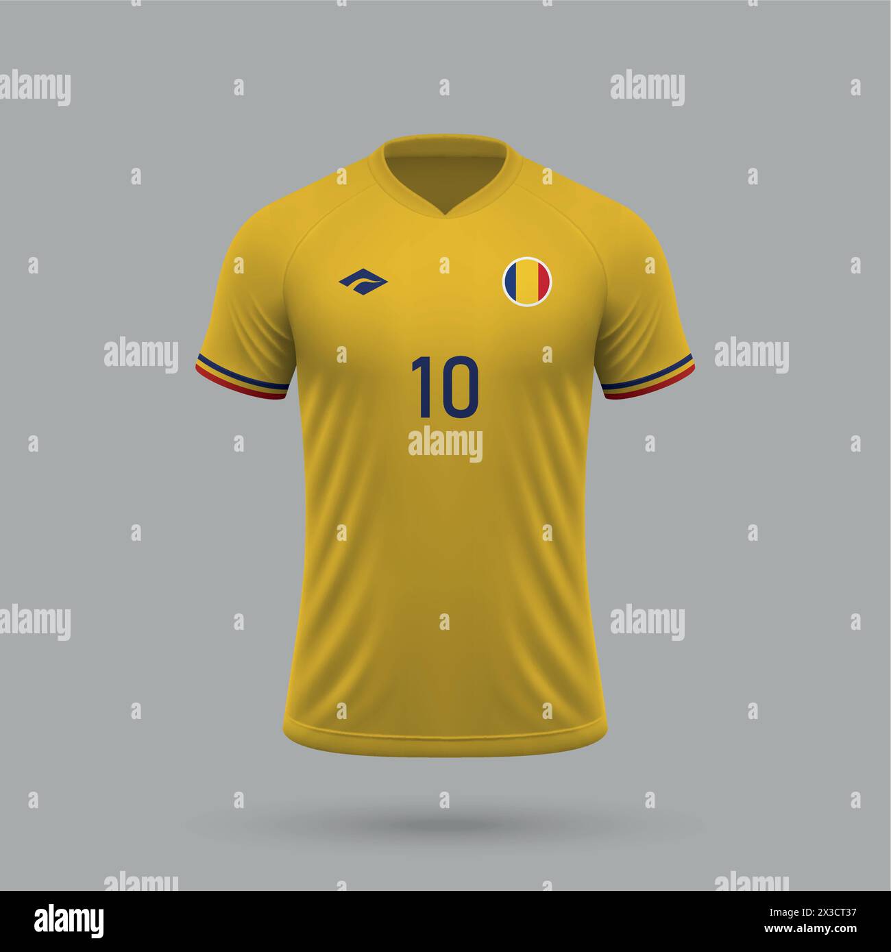 3d realistic soccer jersey Romania national team, shirt template for ...