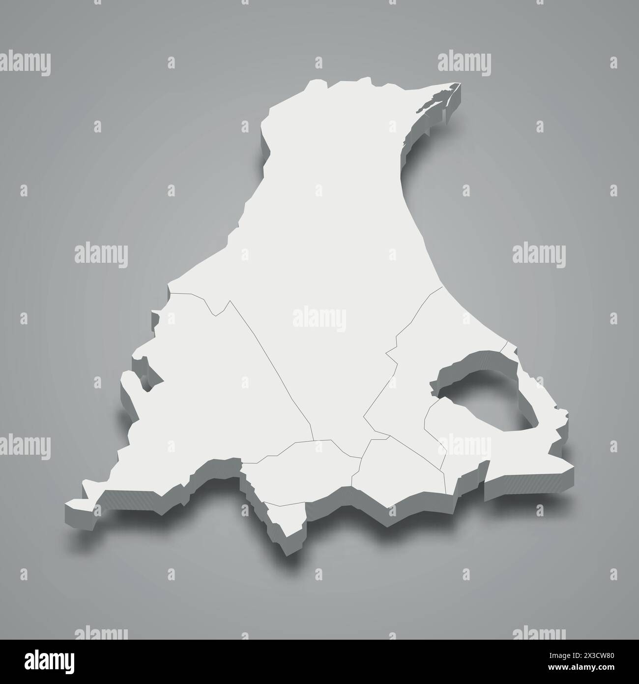 3d isometric map of Ariana is a Governorate of Tunisia, vector ...