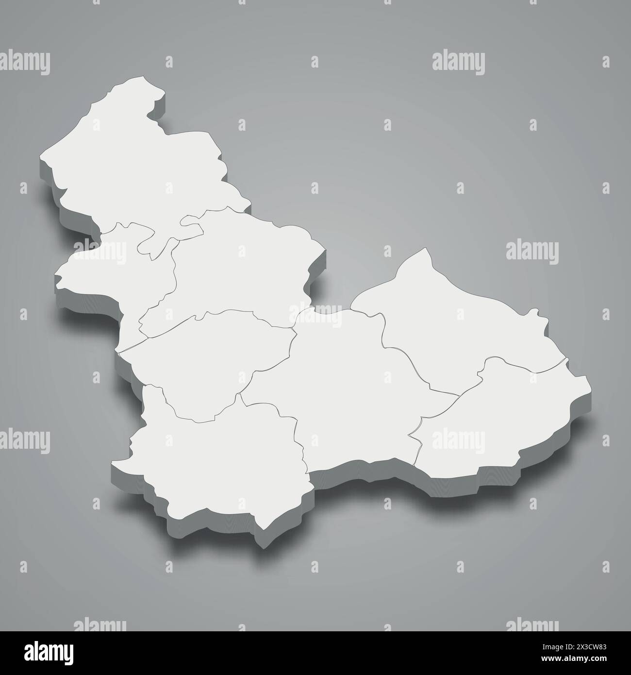 3d isometric map of Beja is a Governorate of Tunisia, vector ...