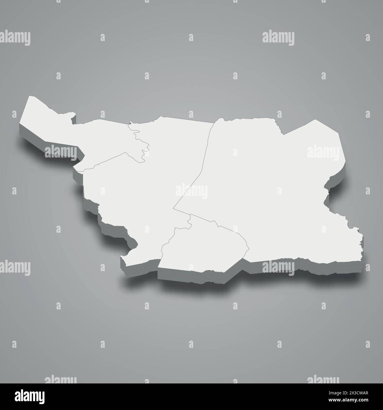 3d isometric map of Agneby-Tiassa is region of Ivory Coast, vector ...