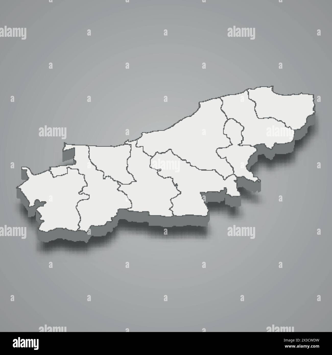 3d isometric map of Boumerdes is a region of Algeria, vector ...