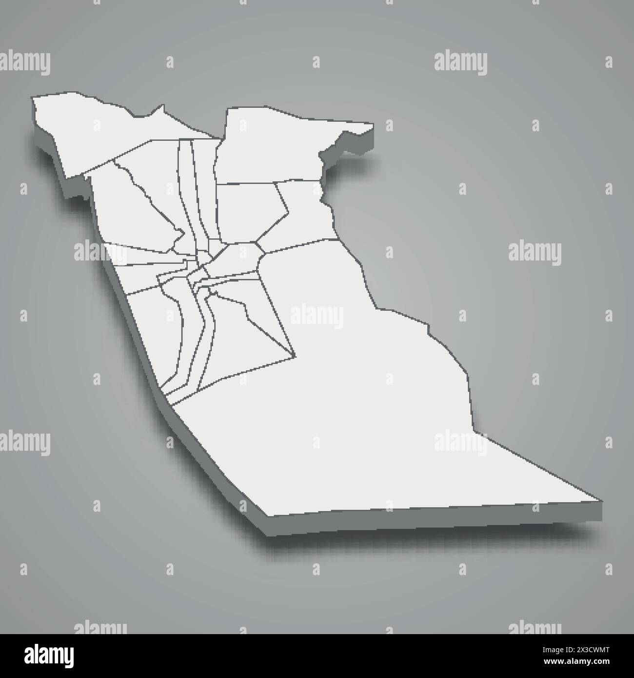 3d isometric map of El Oued is a region of Algeria, vector illustration ...