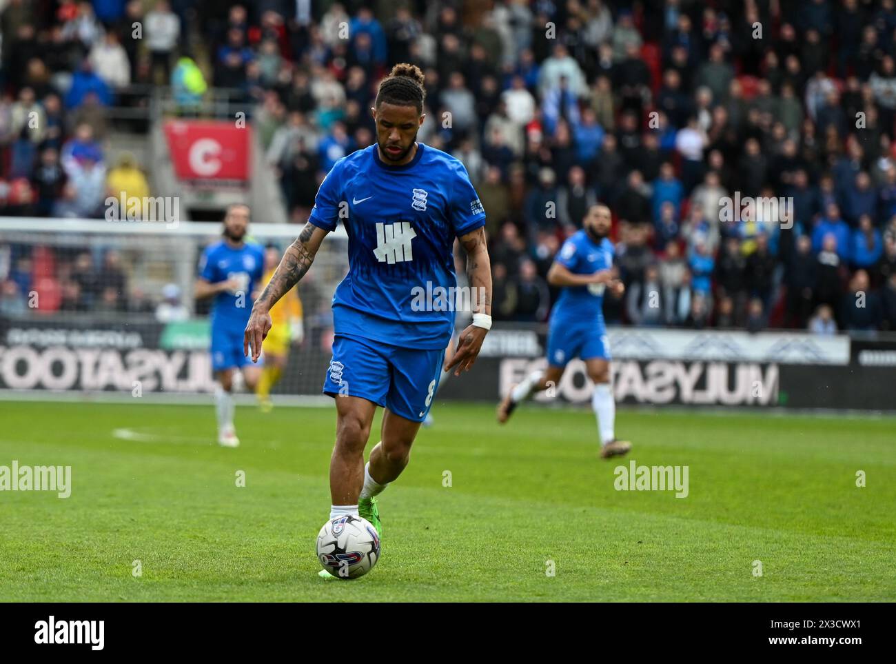 Rotherham United v Birmingham City, April 20 2024, Tyler Roberts progressing forward. Rotherham ...