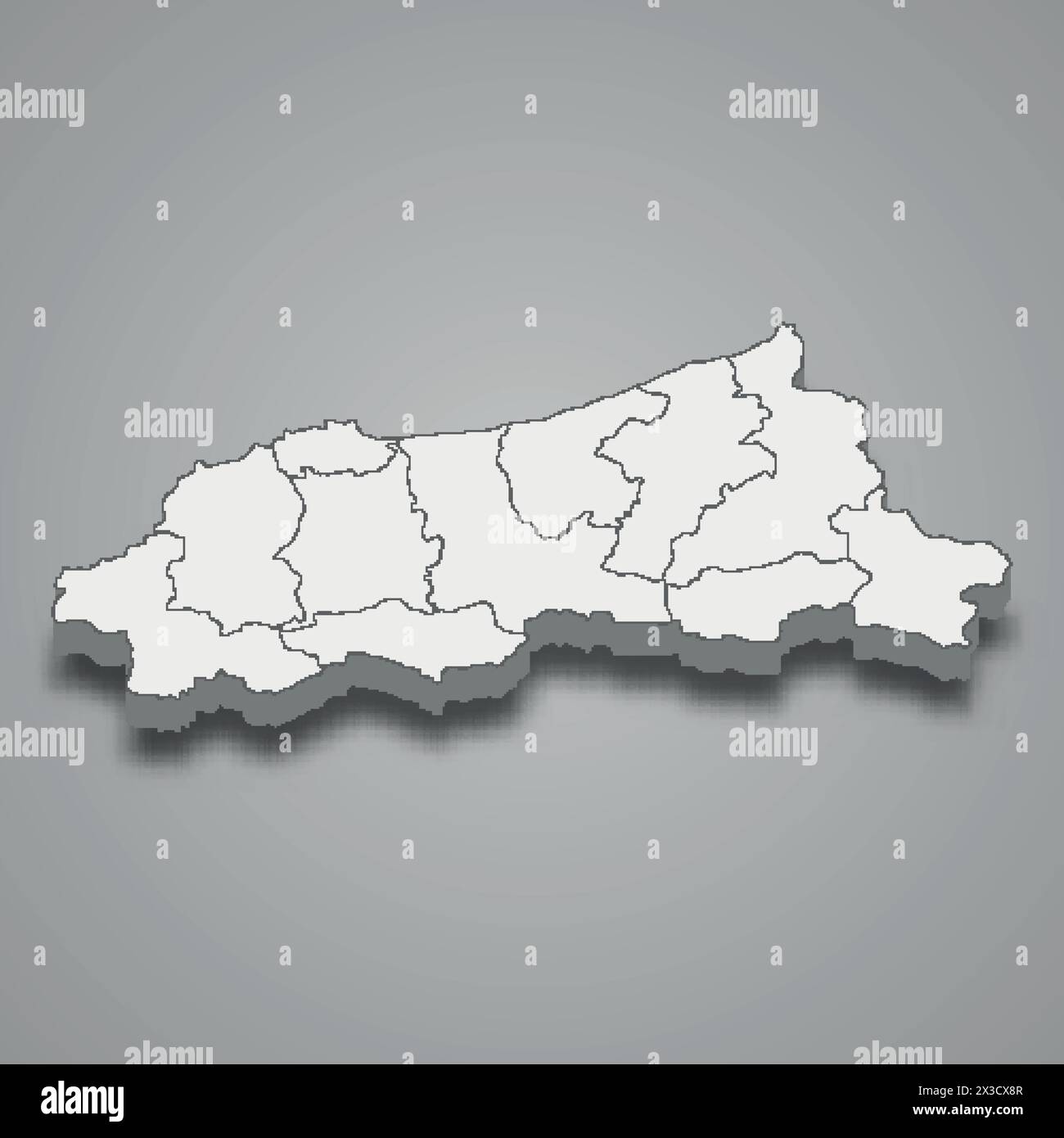 3d isometric map of Jijel is a region of Algeria, vector illustration ...