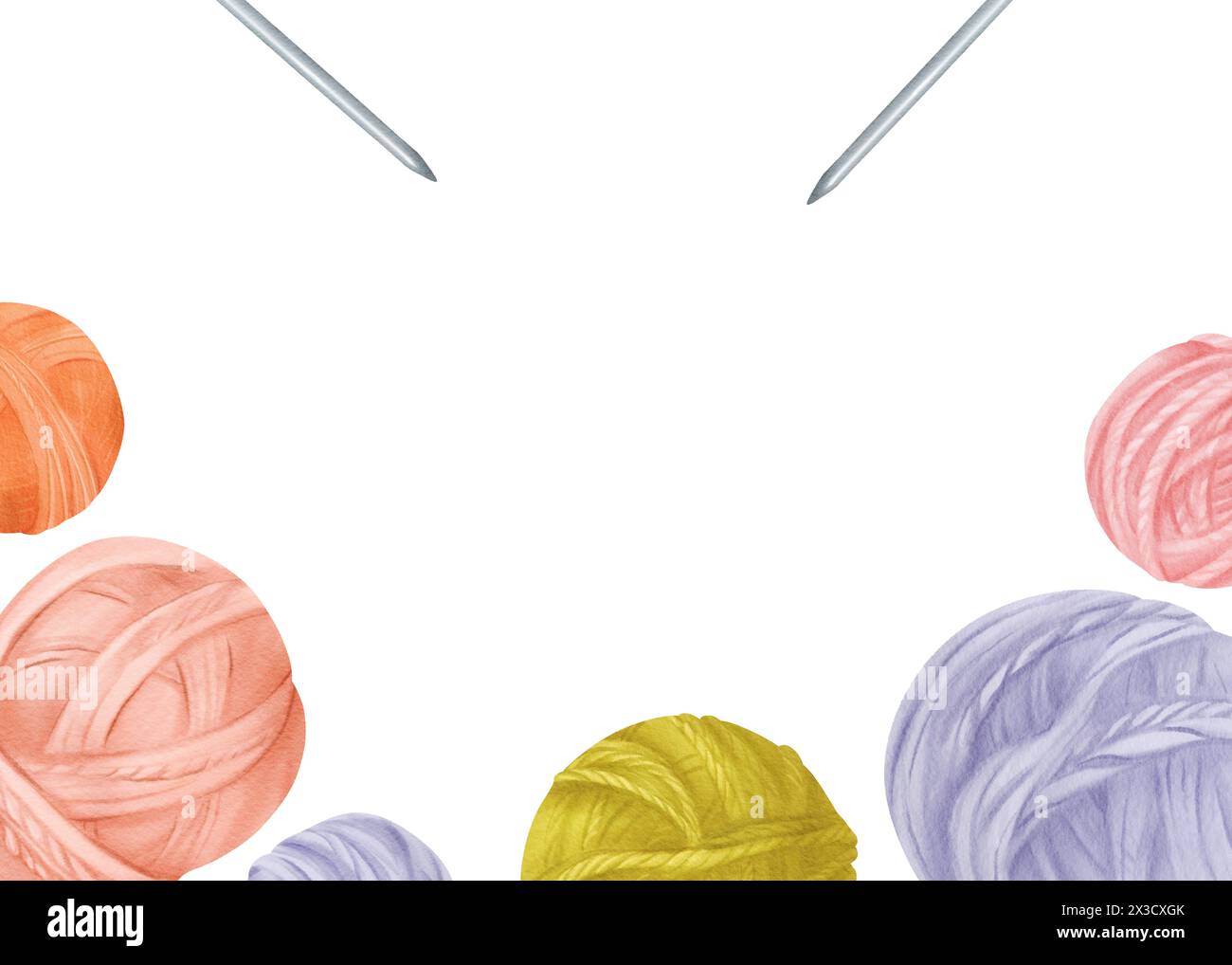 A watercolor frame themed around knitting, perfect for crafting blogs ...