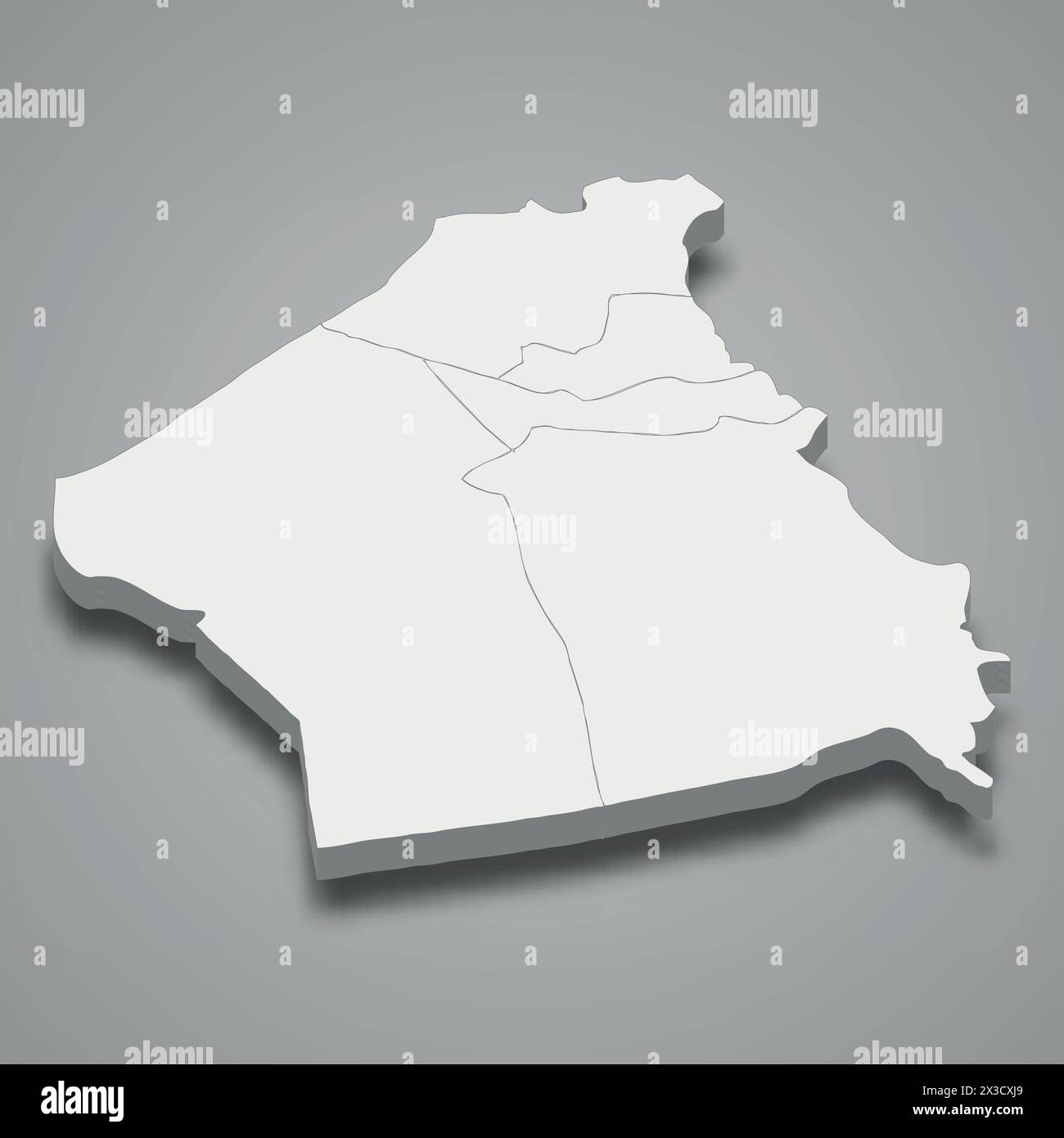 3d isometric map of Kebili is a Governorate of Tunisia, vector ...
