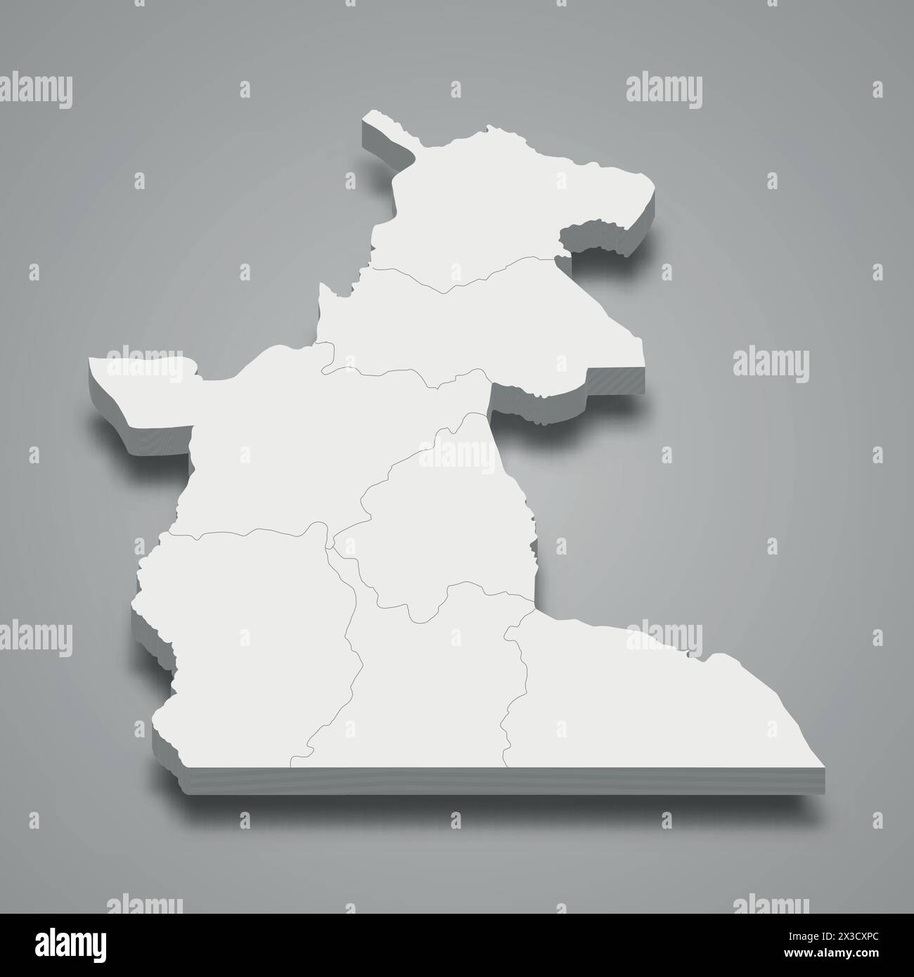 3d isometric map of Maniema is a region of DR Congo, vector ...