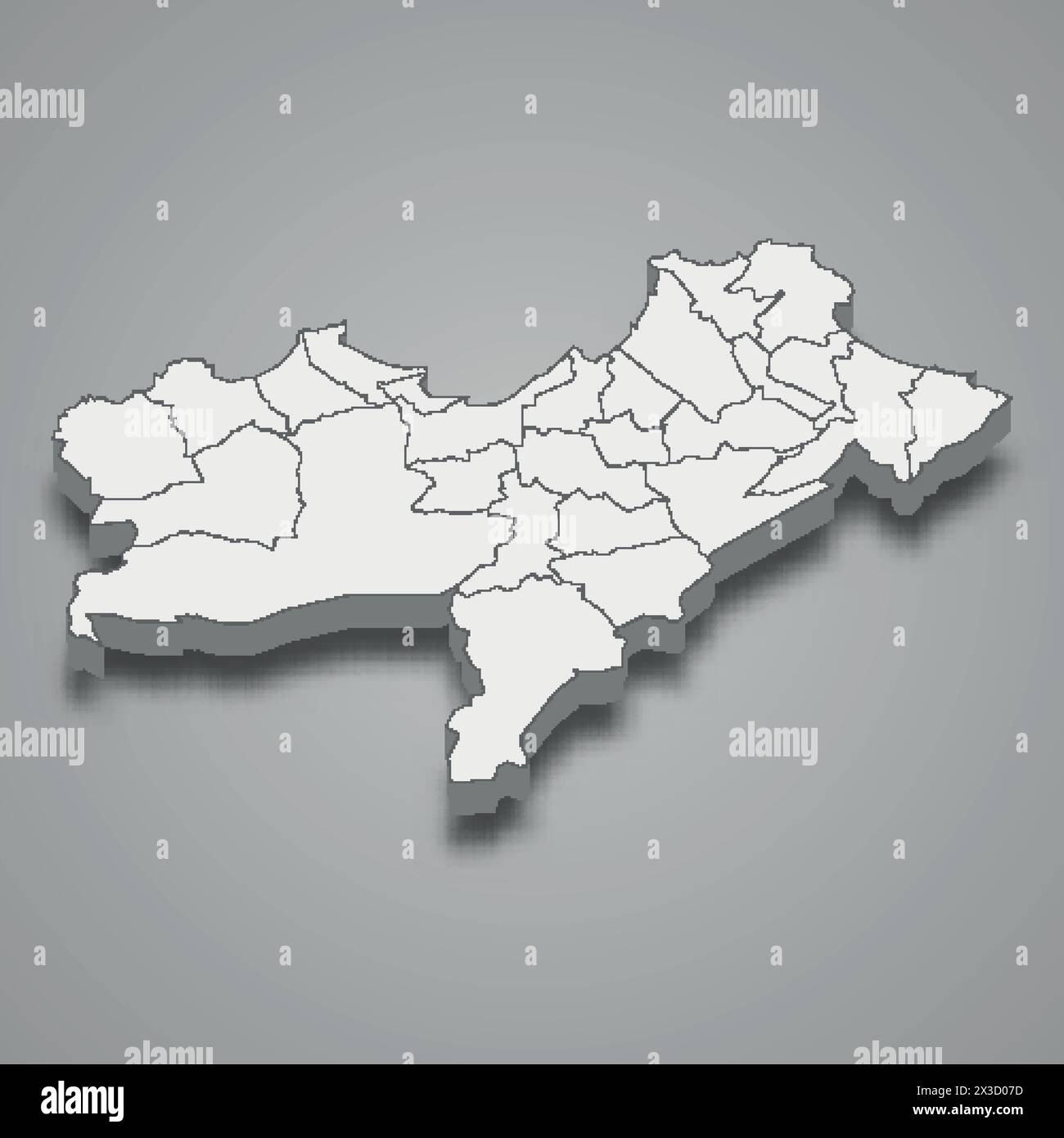 3d isometric map of Oran is a region of Algeria, vector illustration ...