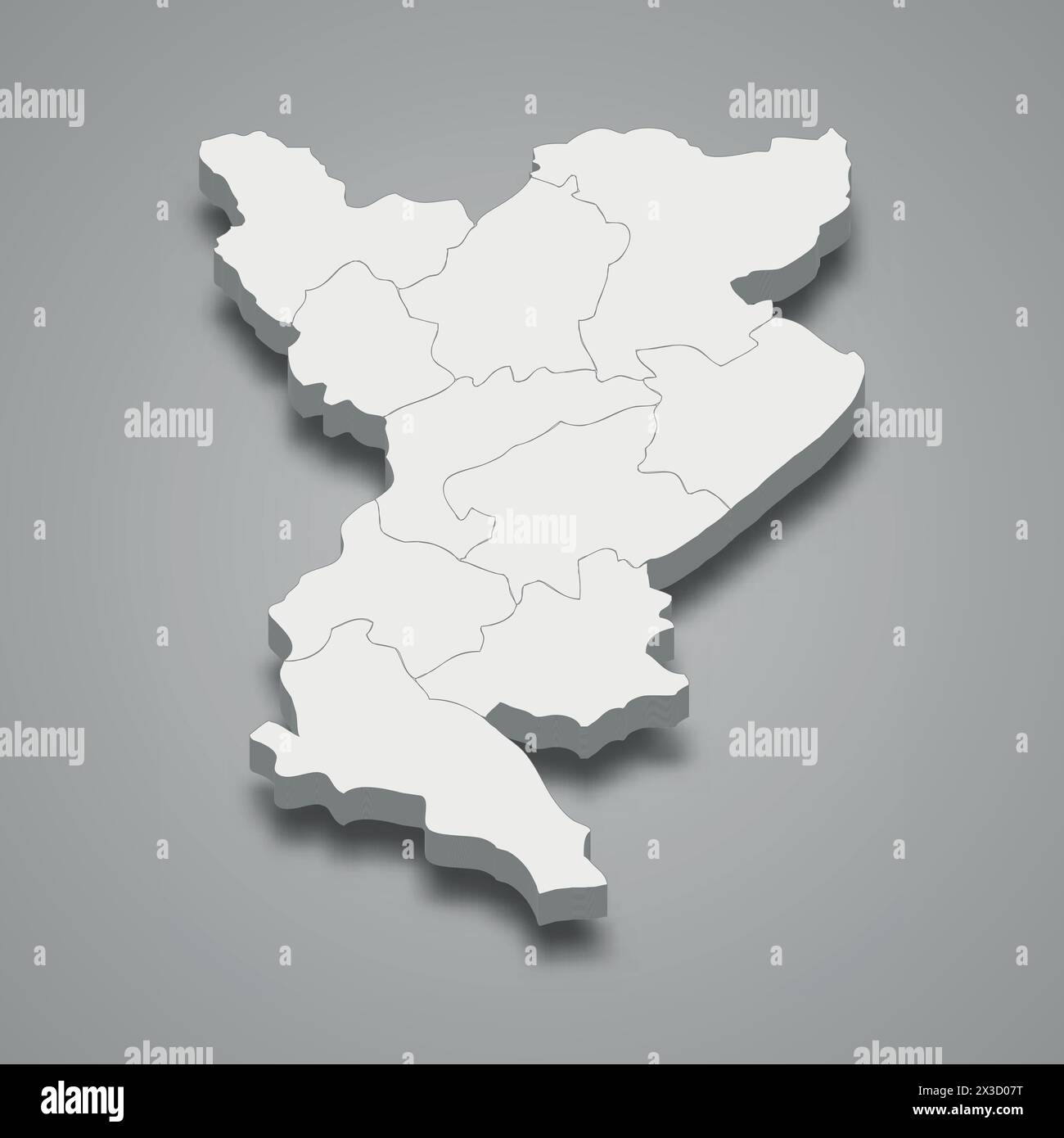 3d isometric map of Siliana is a Governorate of Tunisia, vector ...
