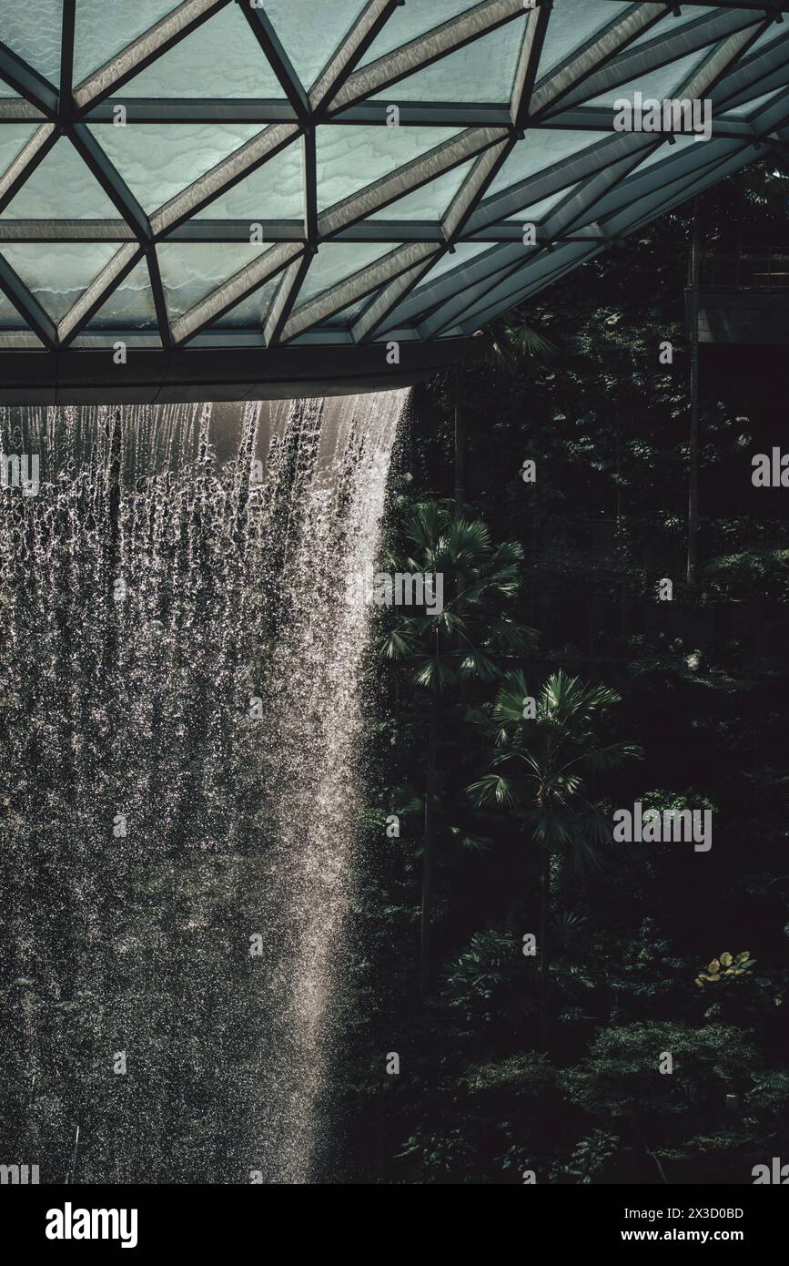 Close Up of the Jewel Waterfall at Changi Airport Singapore Stock Photo ...