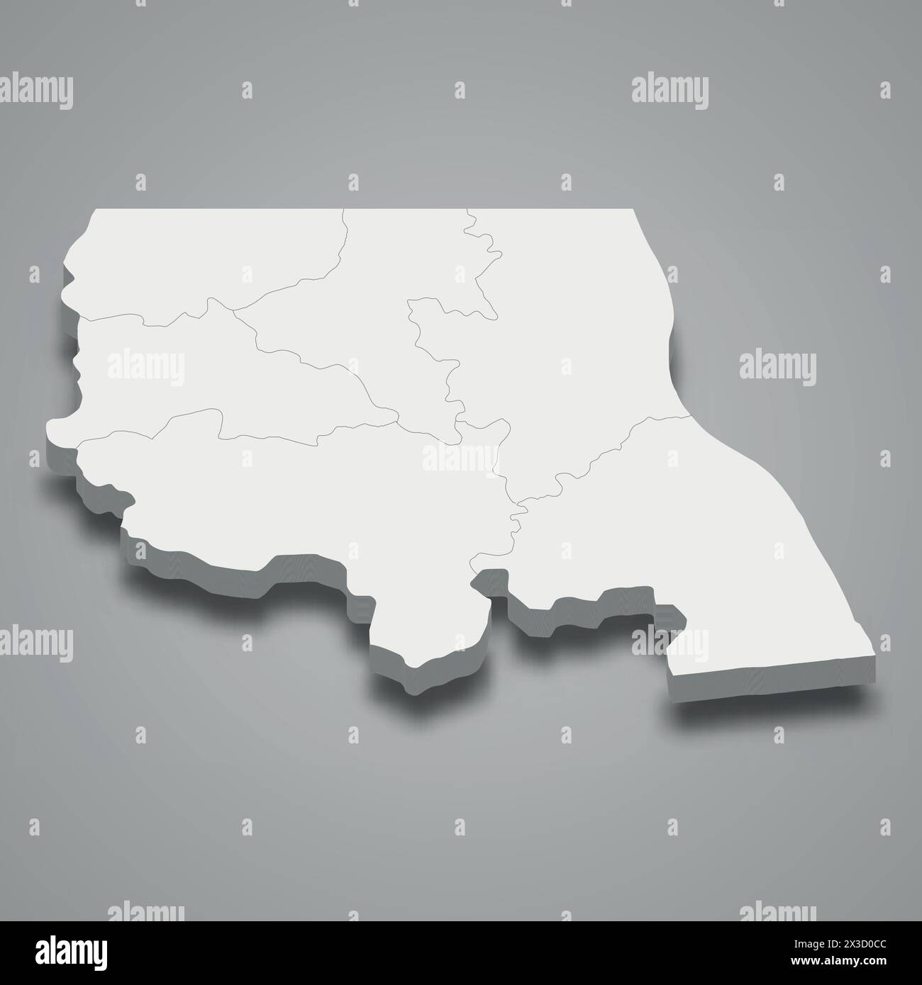 3d isometric map of Tanganyika is a region of DR Congo, vector ...