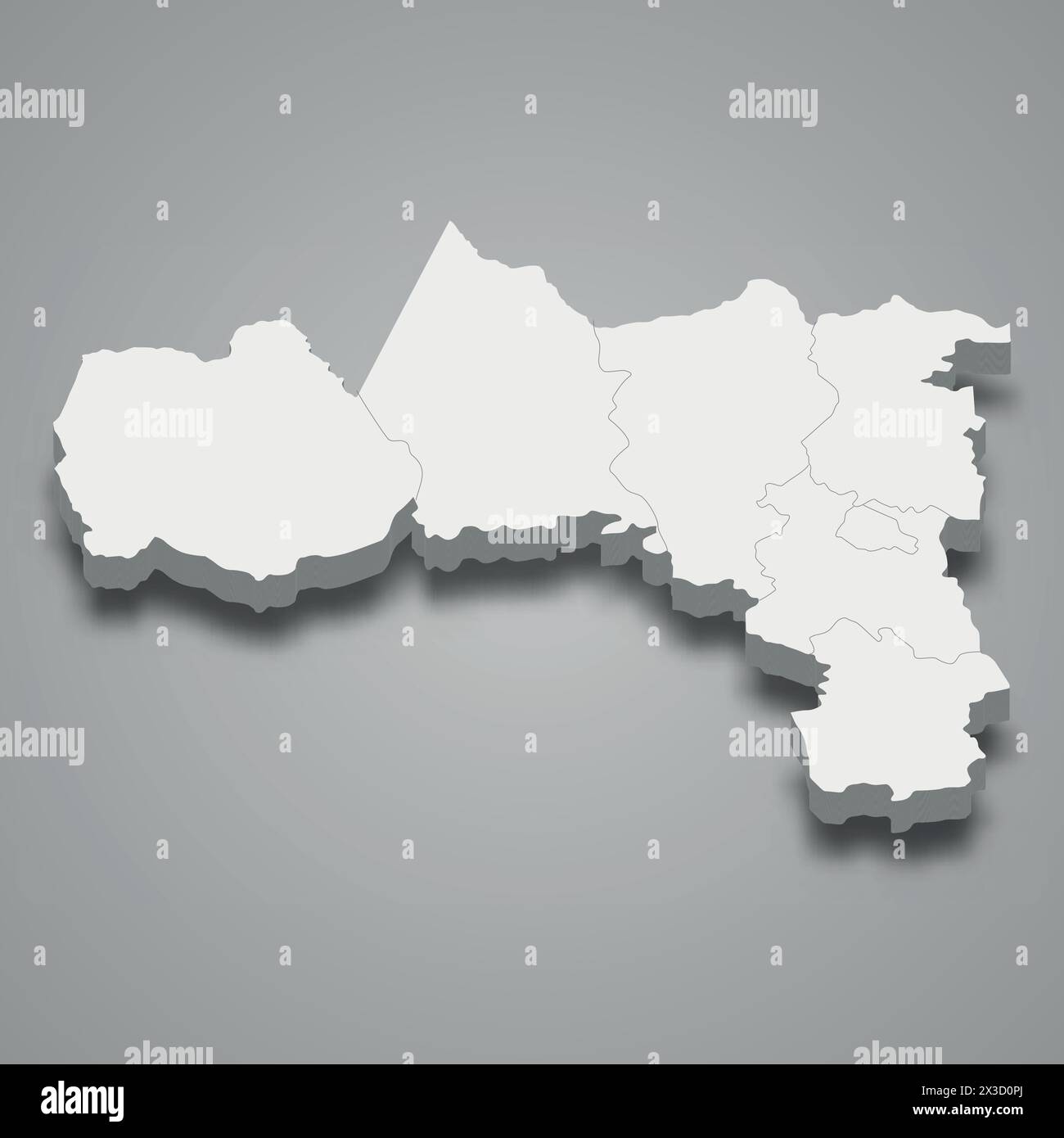 3d isometric map of Tigray is a region of Ethiopia, vector illustration ...