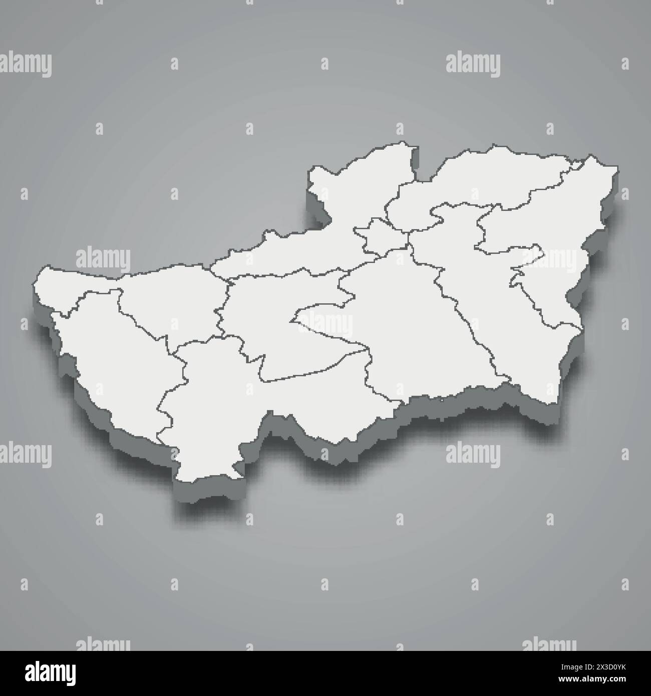 3d isometric map of Souk Ahras is a region of Algeria, vector ...