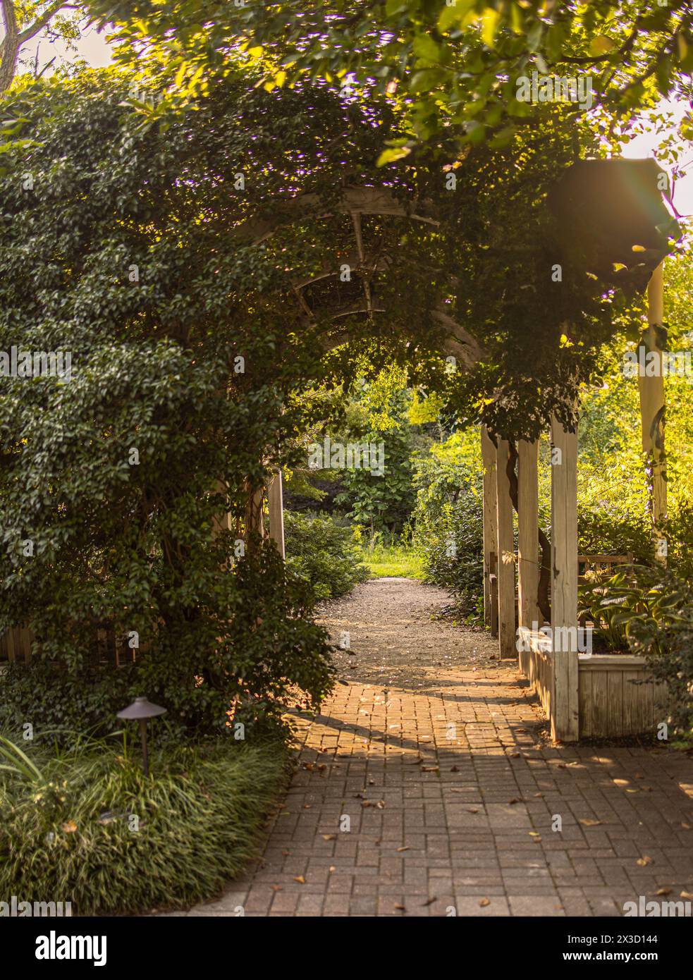 Garden Terrace Entrance with Brick Pavement Stock Photo - Alamy