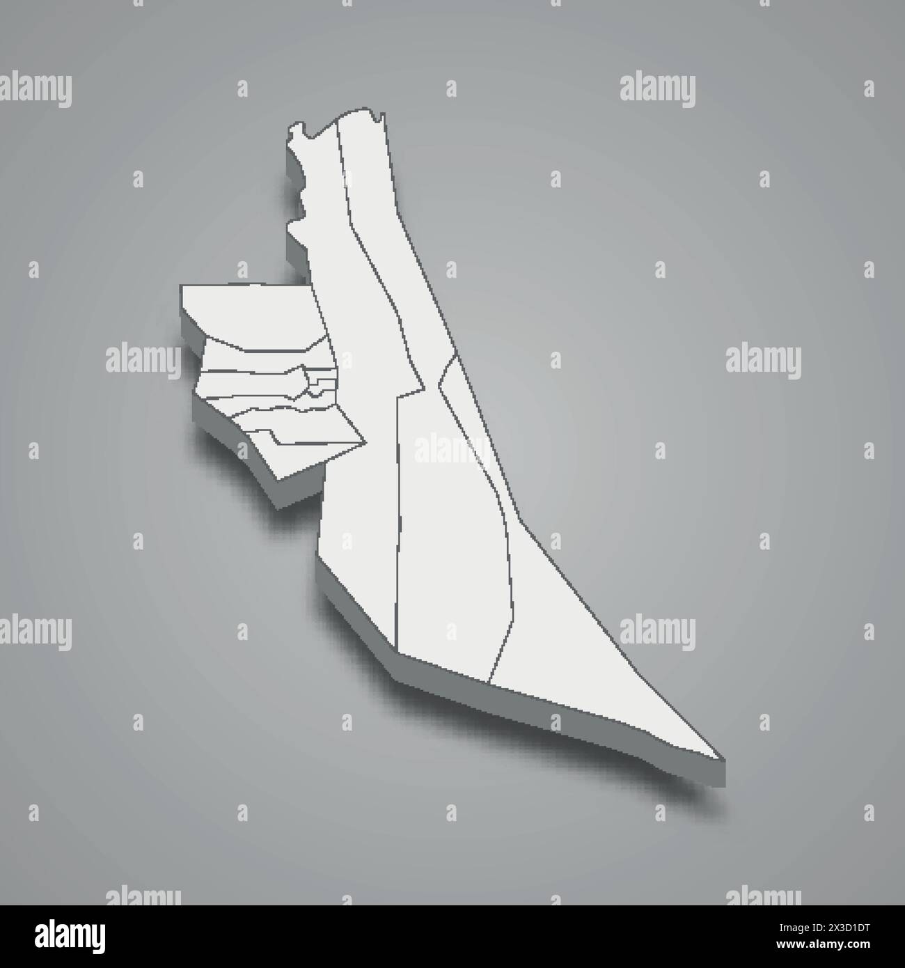 3d isometric map of Touggourt is a region of Algeria, vector ...