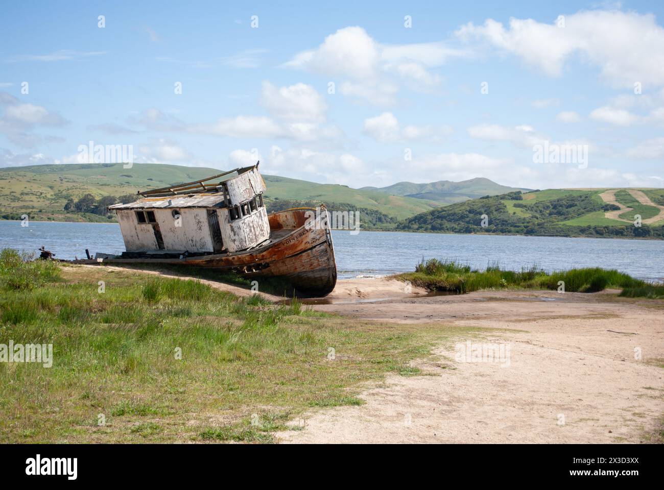 The SS Point Reyes shipwreck, serene against Tomales Bay Stock Photo ...