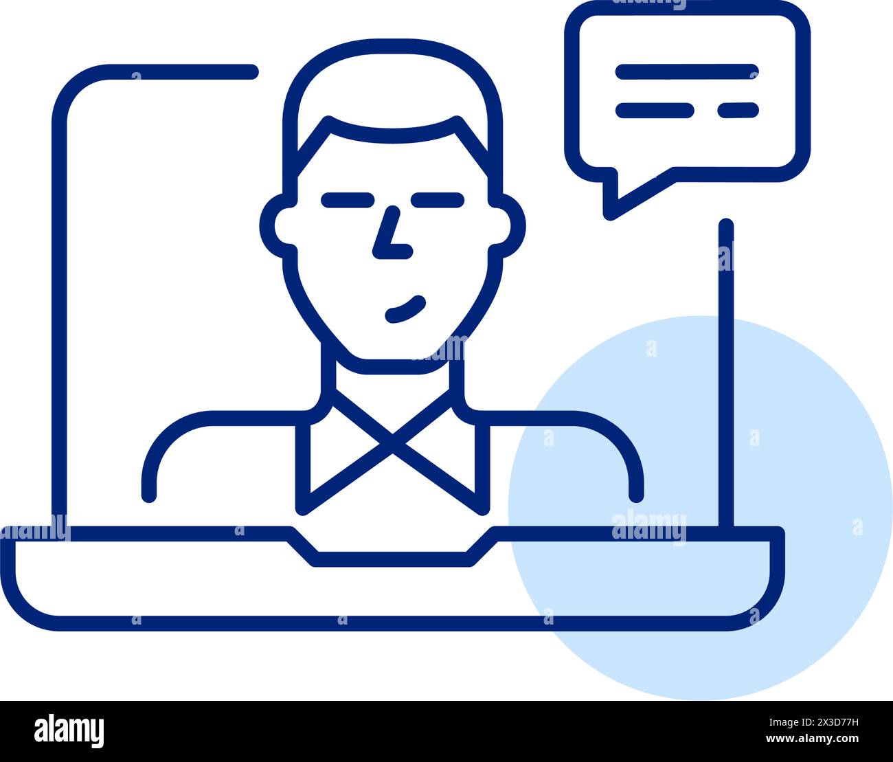 Man in video call on laptop interface. Real time communication for work ...