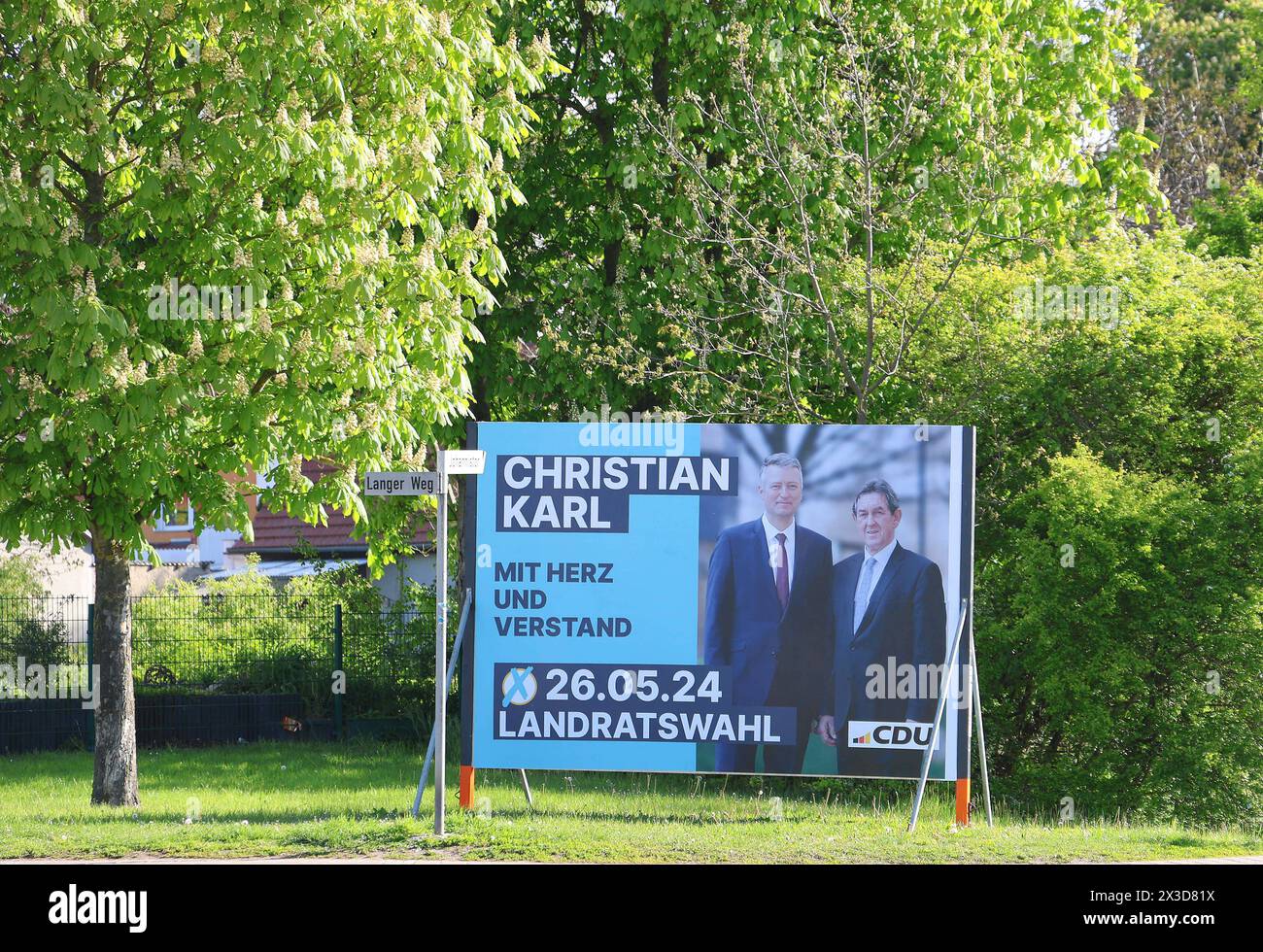 Kommunalwahl Thueringen 26.04.2024, Koelleda, Wahlplakat zur ...
