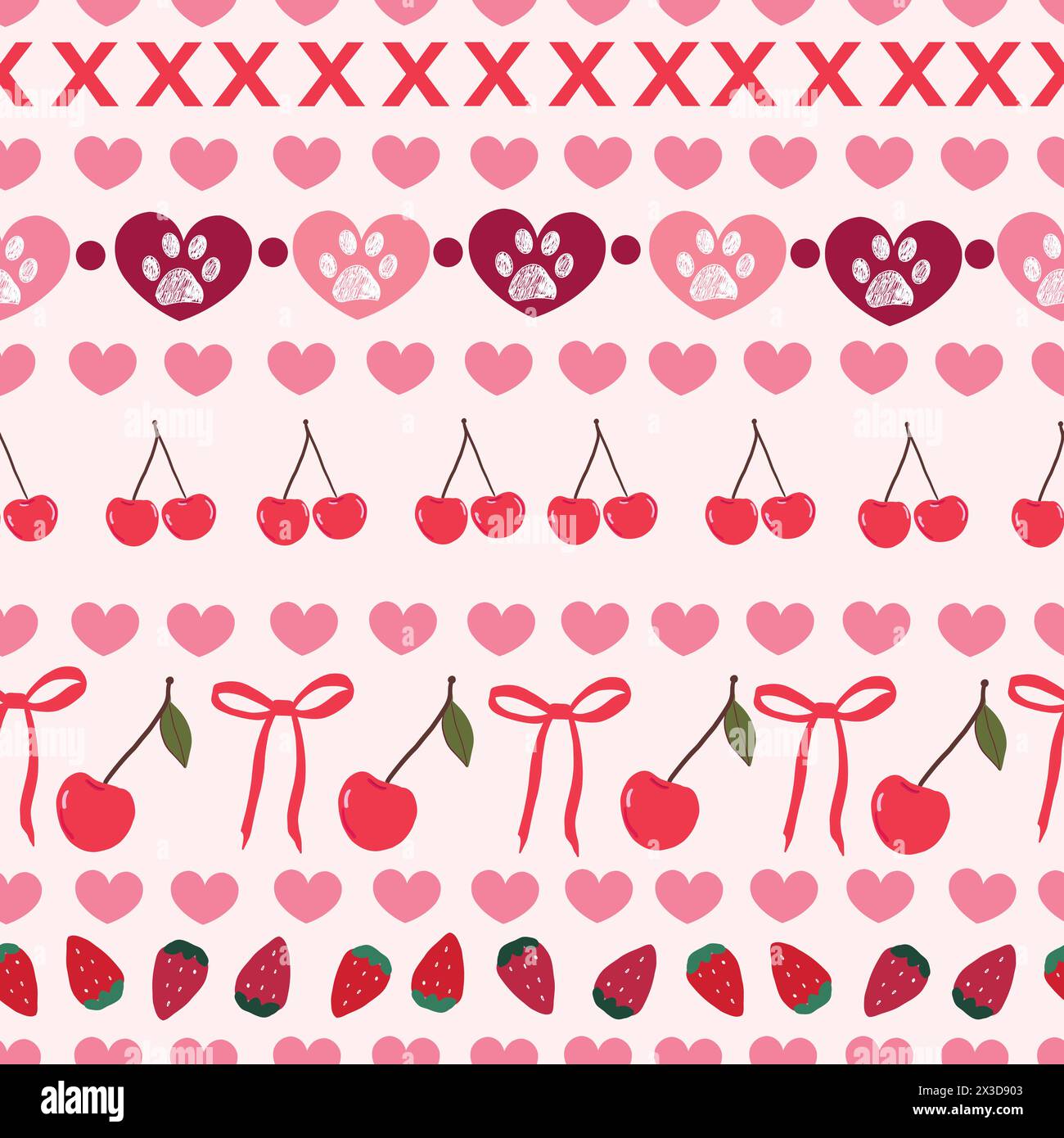 Cute strawberry and cherry seamless fabric design pattern Stock Vector ...