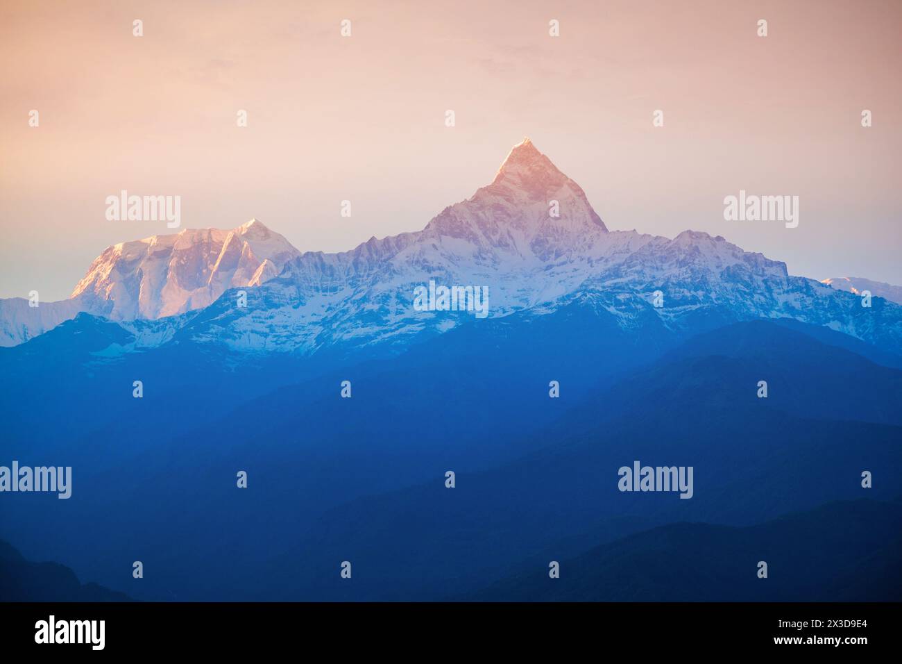 Annapurna massif aerial panoramic view from Sarangkot hill viewpoint in ...