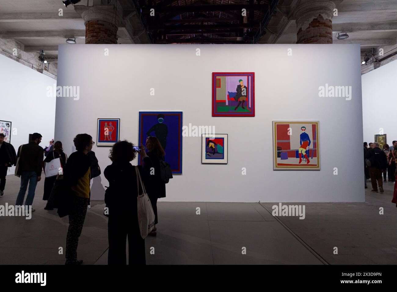 Venice, Italy - April 17, 2024: Paintings by Erica Rutherford exposed ...