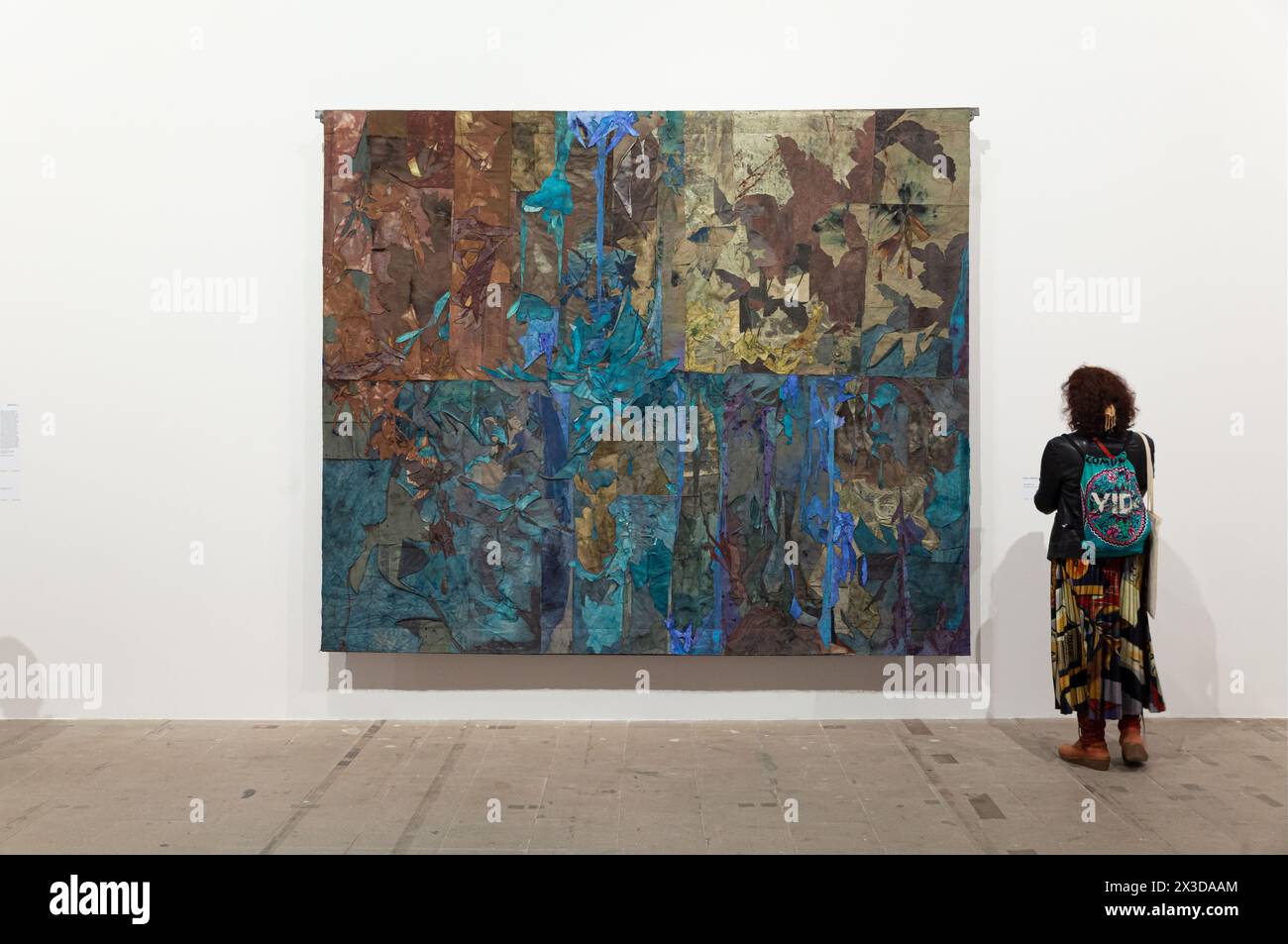 Venice, Italy - April 17, 2024: Artworks by Nour Jaouda titled Roots in the sky exposed at the ...