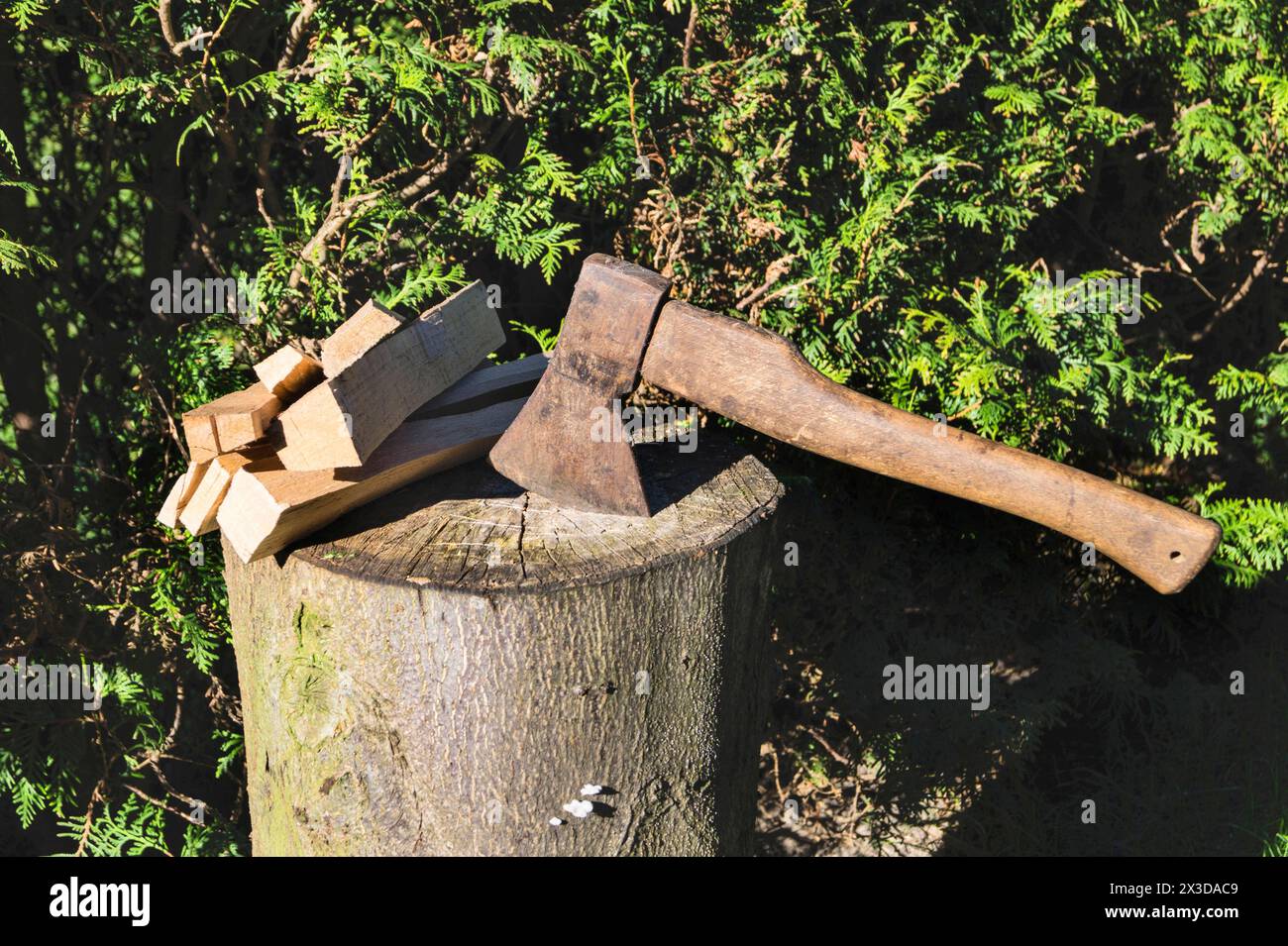 Axe on block hi-res stock photography and images - Alamy