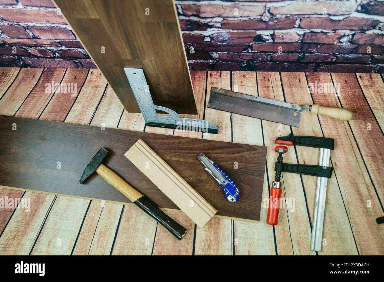 tools for laying laminate Stock Photo - Alamy