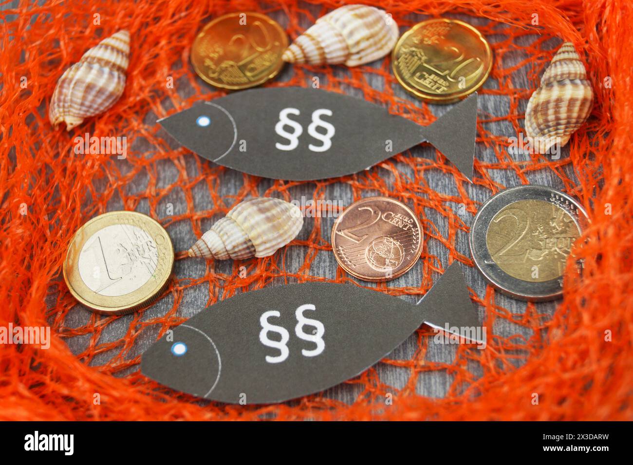 fishing net and fish shapes with paragraphs, symbol for fishing quota ...