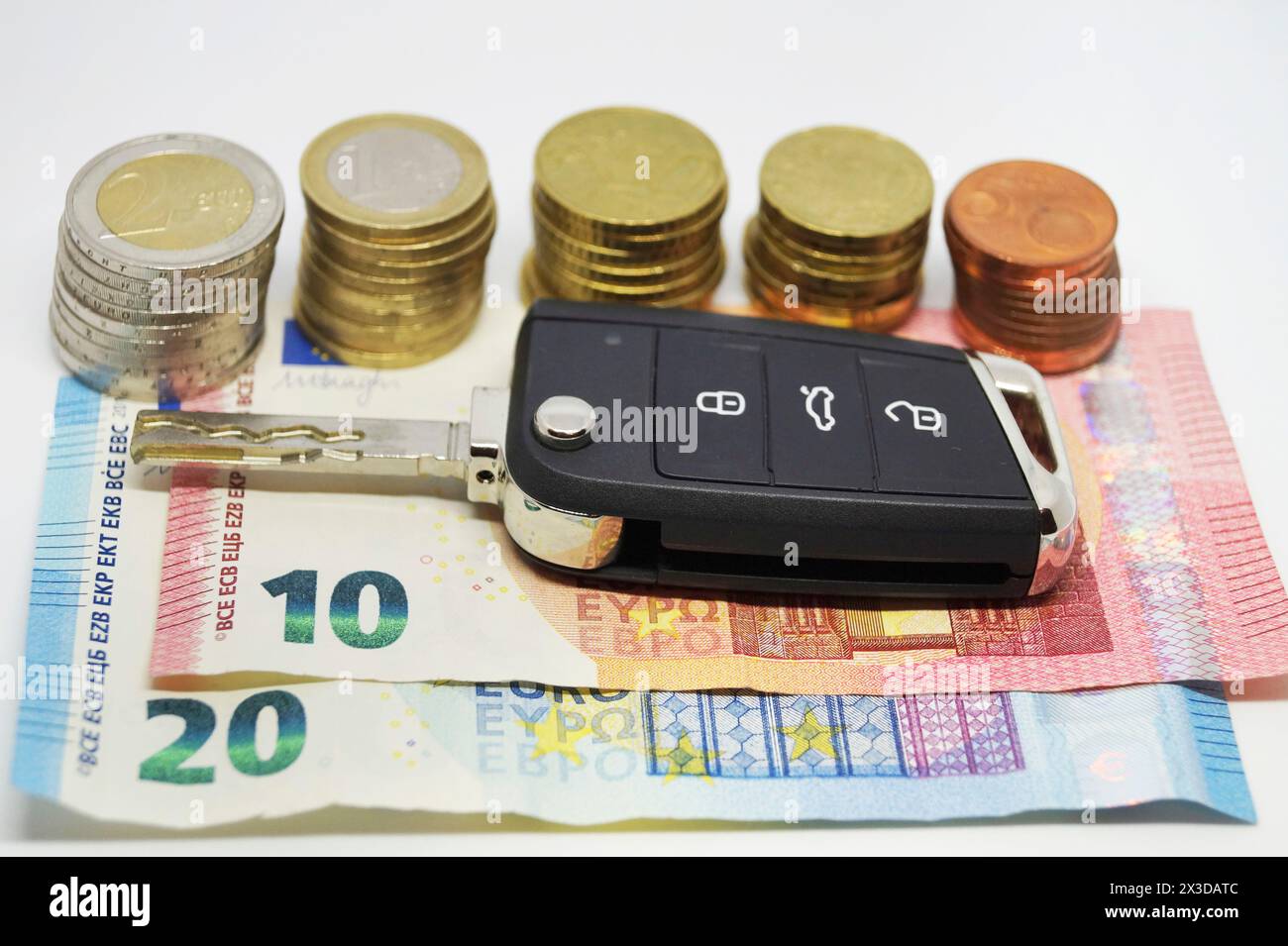 car keys and money, symbol for car-related expenses Stock Photo - Alamy