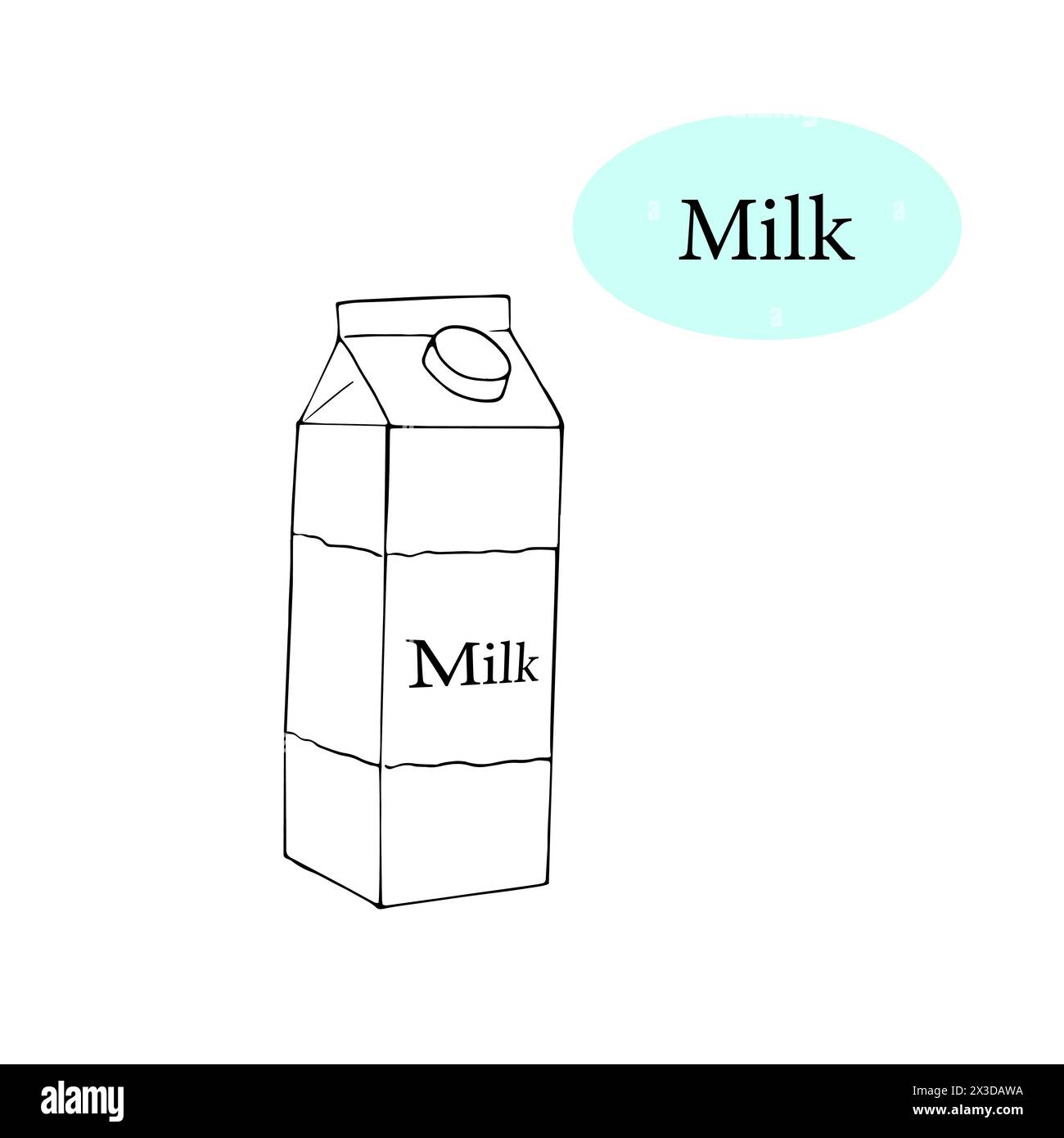 Hand-drawn Milk carton icon. Dairy product packaging illustration ...