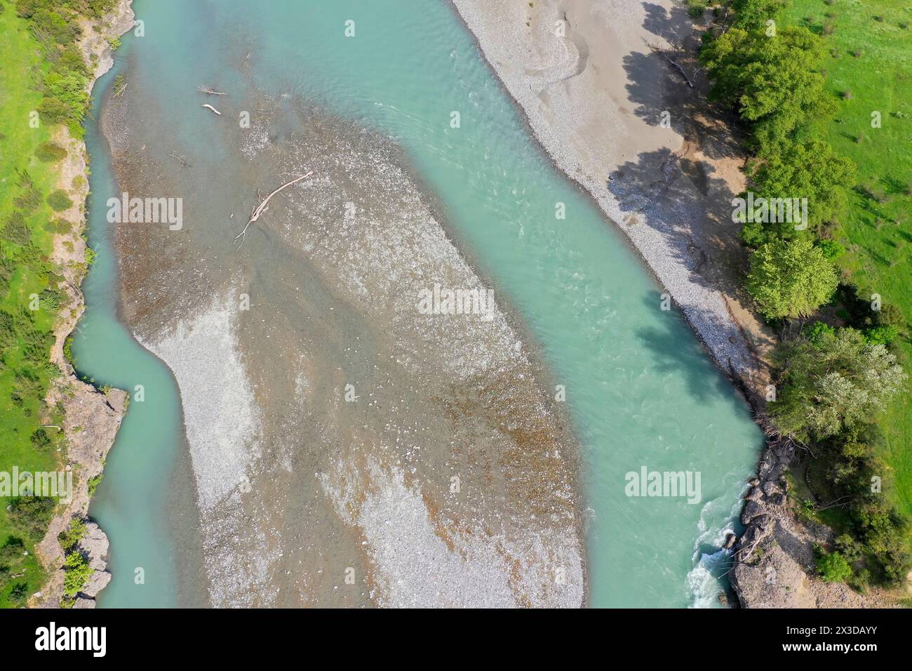 Vjosa Wild River from the air, Albania, Vjosa National Park Stock Photo ...