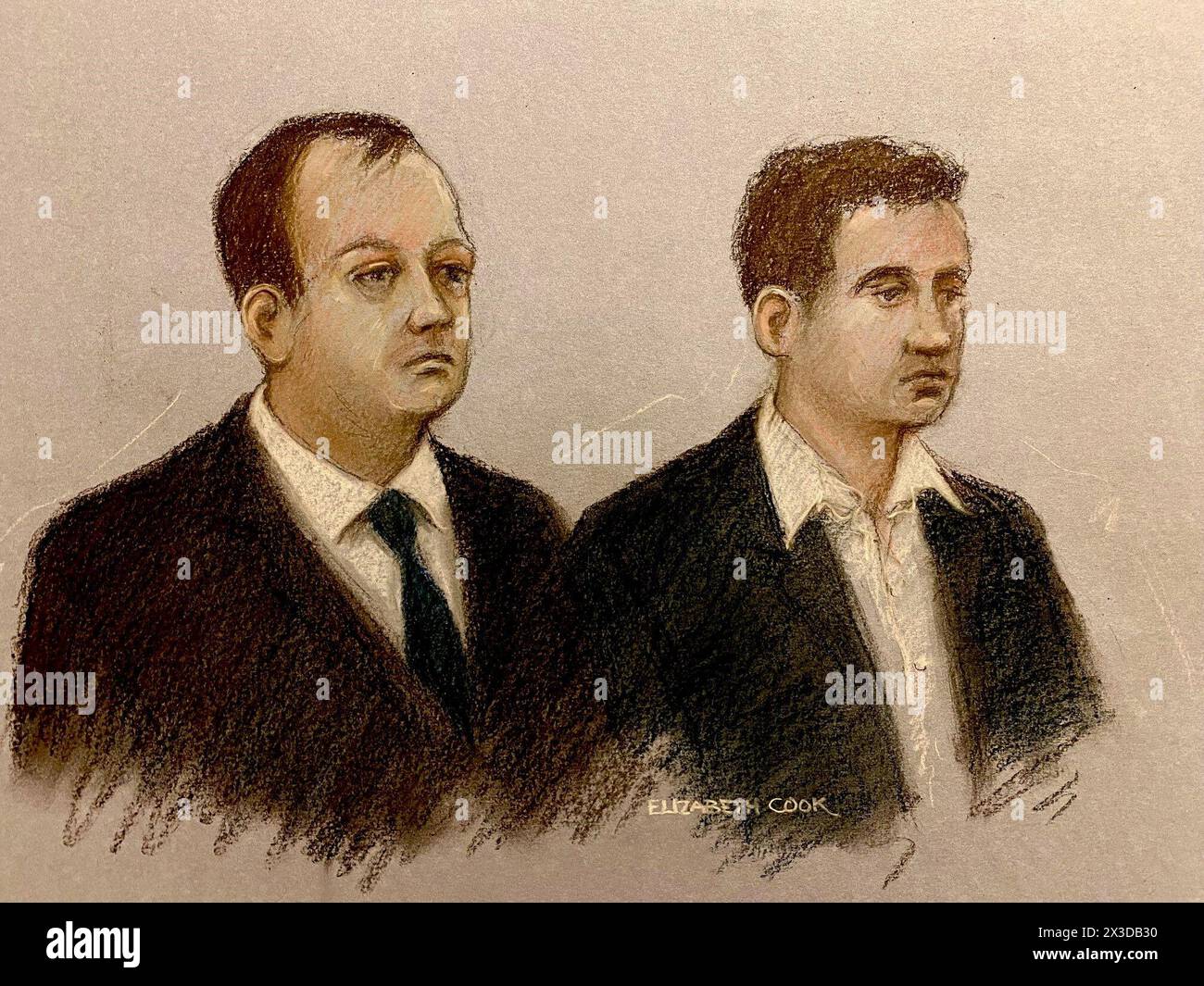 Court artist sketch by Elizabeth Cook of Christopher Berry (left) and ...