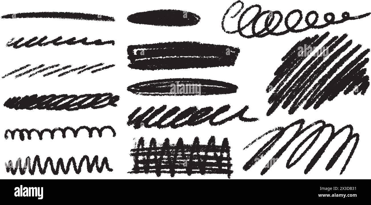 A set of black pencil strokes on a white background. Vector doodles ...