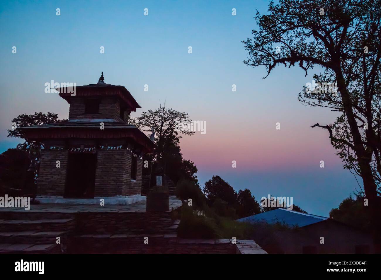 Hindu Temple near Panchase village in Pokhara valley in Nepal Stock ...