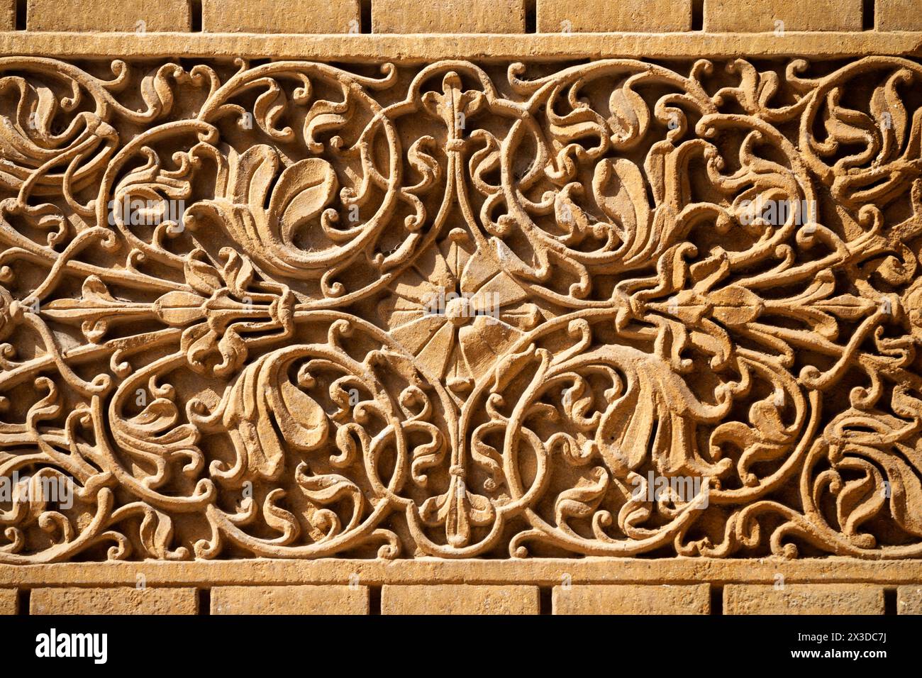 Rajasthani floral style haveli carving pattern in old building in ...
