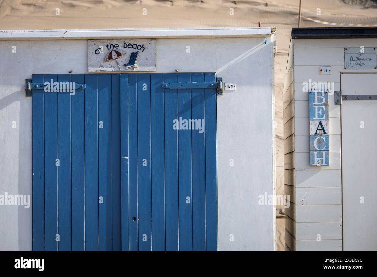 beach cabin on the beach in Oostkapelle on the peninsula Walcheren ...
